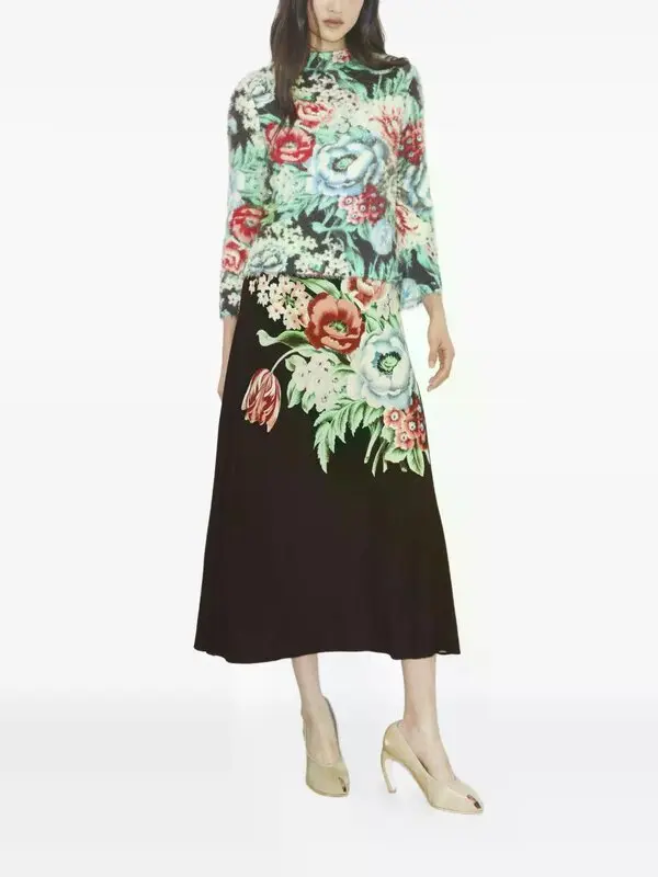 Tory Burch Floral Print Mock Neck Sweater