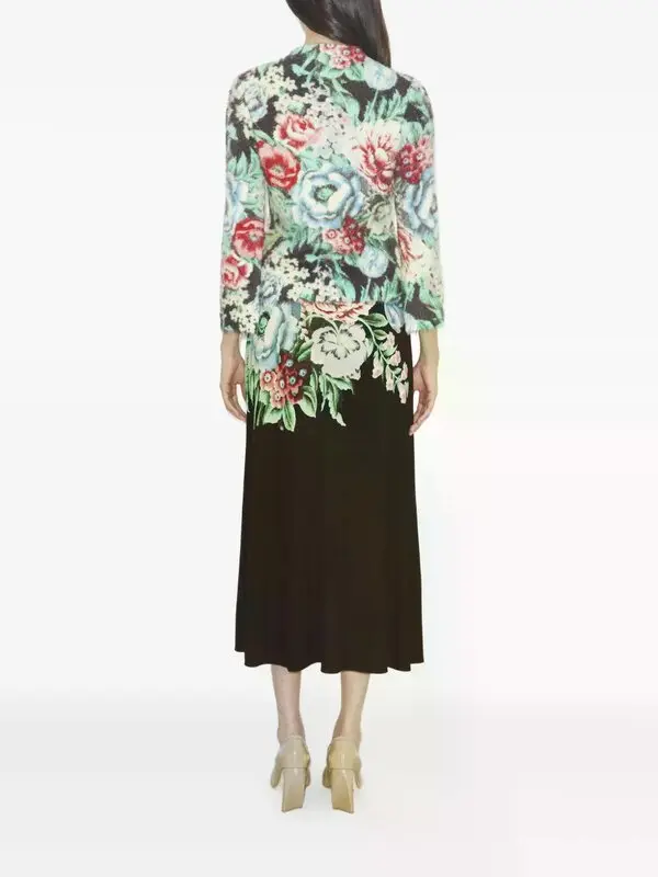 Tory Burch Floral Print Mock Neck Sweater