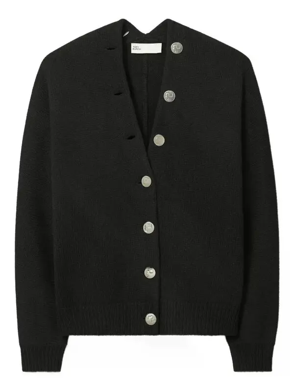 Tory Burch Merino Wool Button Cardigan - Black