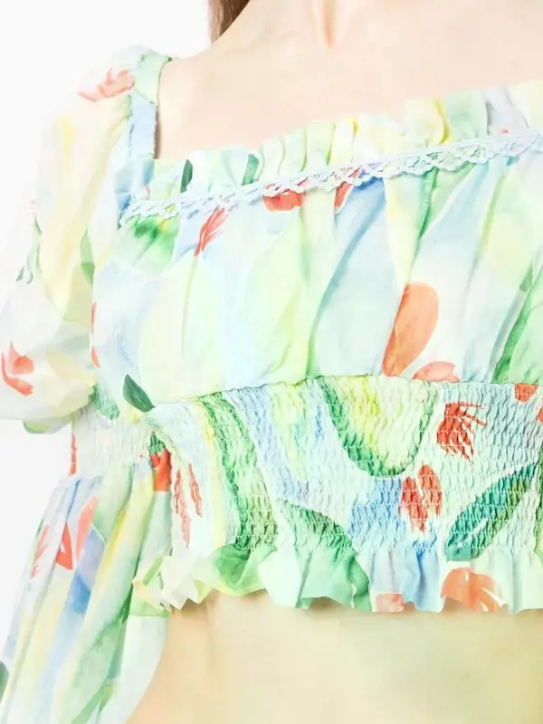 Charo Ruiz Ibiza Cropped Blouse With Graphic Print