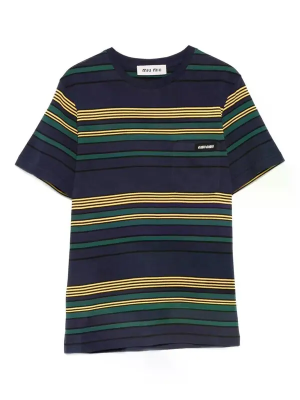 Miu Miu Striped Pocket T-shirt - Blue