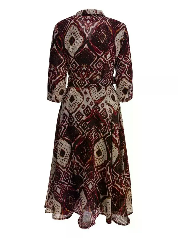 Samantha Sung Belted Geometric Print Midi Dress
