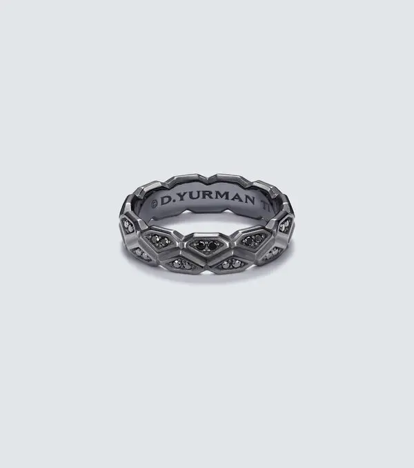 David Yurman Hex Titanium Ring With Diamonds - Black