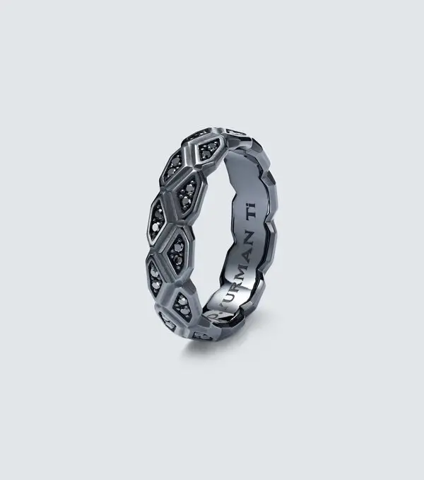 David Yurman Hex Titanium Ring With Diamonds