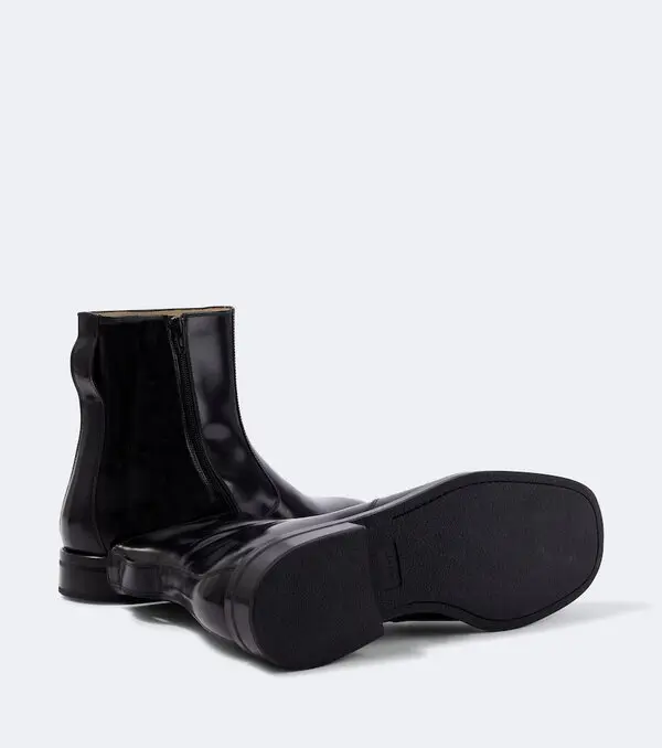 LEMAIRE Square Toe Leather Ankle Boots