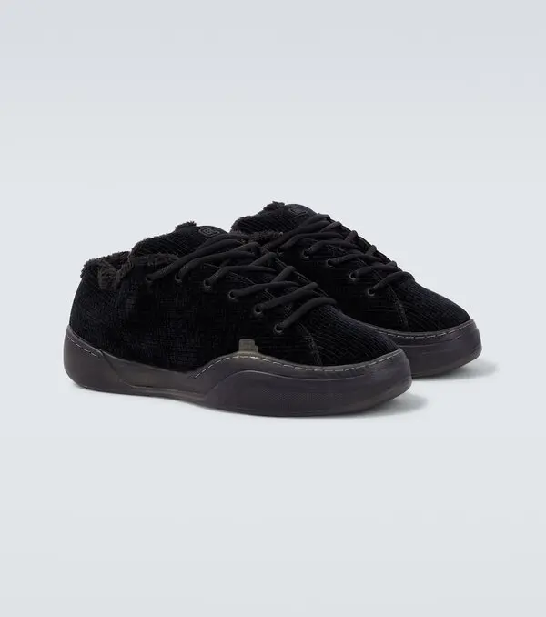 ERL Vamp Terry-lined Corduroy Sneakers - Black