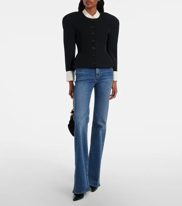 FRAME Icon Long Mid-rise Flared Jeans - Blue