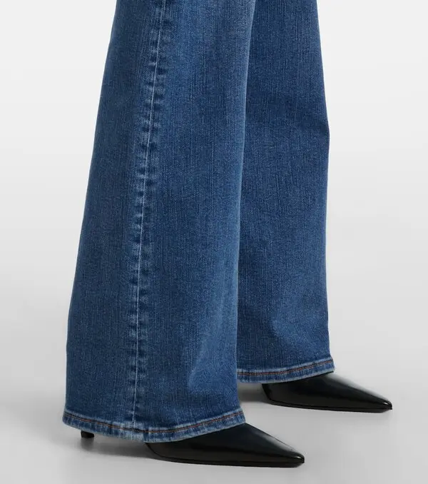 FRAME Icon Long Mid-rise Flared Jeans - Blue