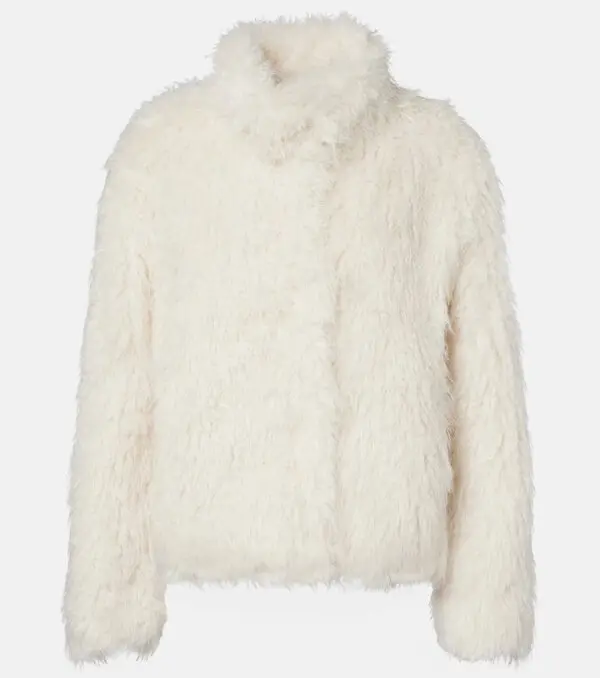 Vince Shaggy Fur Jacket - White