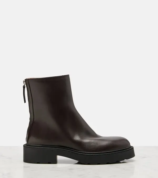THE ROW Nobilis Leather Ankle Boots - Brown