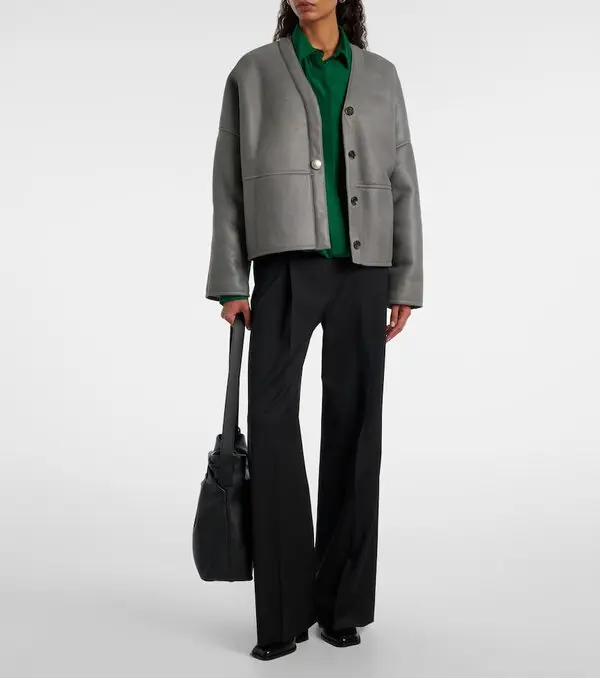 Loewe Shearling-lined Leather Jacket - Grey