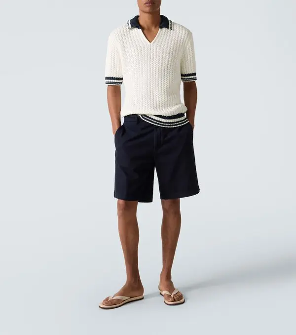 Orlebar Brown Swift Crochet Striped Cotton Polo Shirt