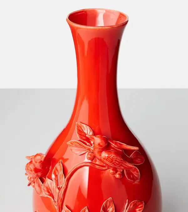 POLSPOTTEN 3d Birds Porcelain Vase - Orange