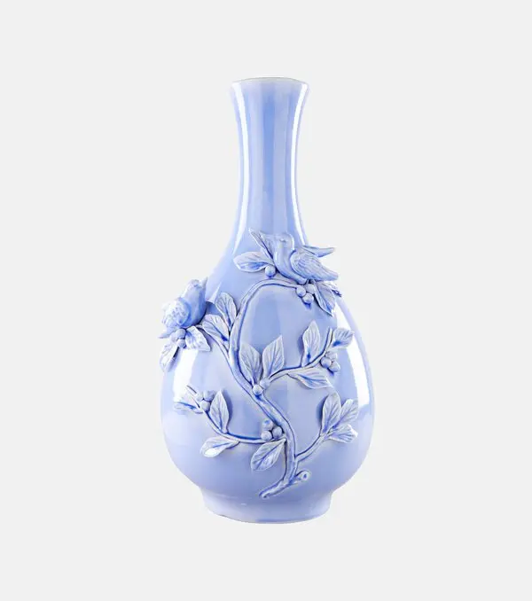 POLSPOTTEN 3d Birds Porcelain Vase - Blue