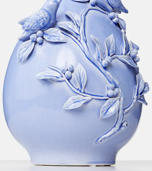 POLSPOTTEN 3d Birds Porcelain Vase - Blue