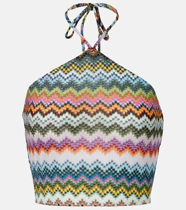 Missoni Zigzag Halterneck Lame Crop Top - Multicoloured