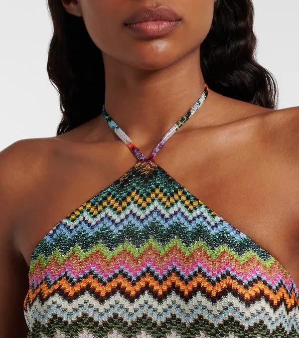 Missoni Zigzag Halterneck Lame Crop Top - Multicoloured