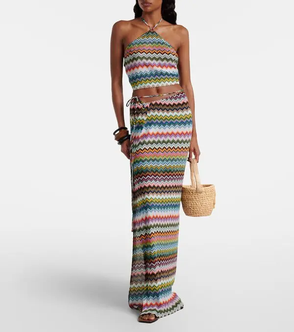 Missoni Zigzag Halterneck Lame Crop Top - Multicoloured