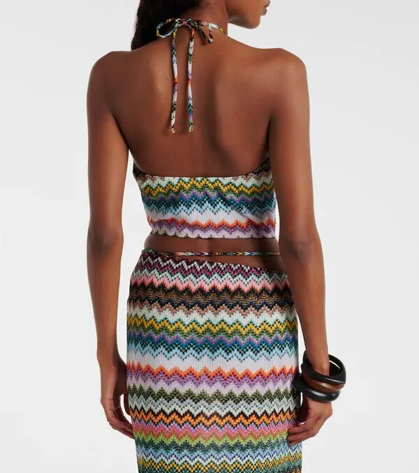 Missoni Zigzag Halterneck Lame Crop Top - Multicoloured