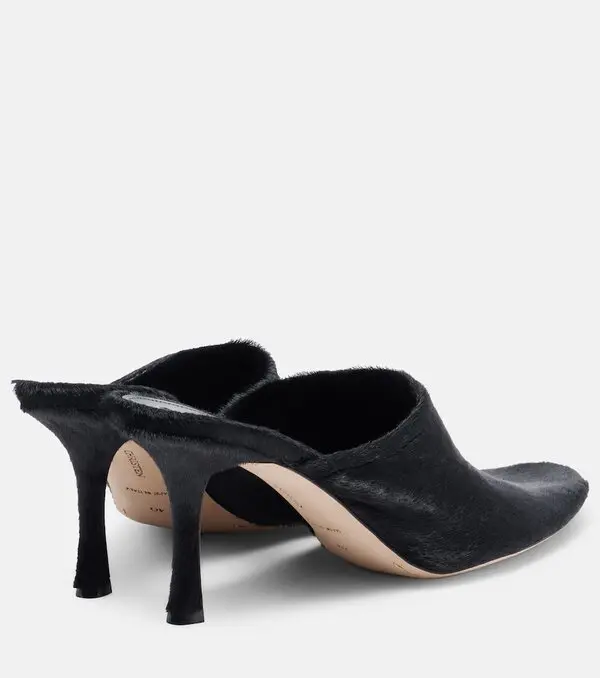 CHRISTEN Elipse 75 Calf Hair Mules - Black
