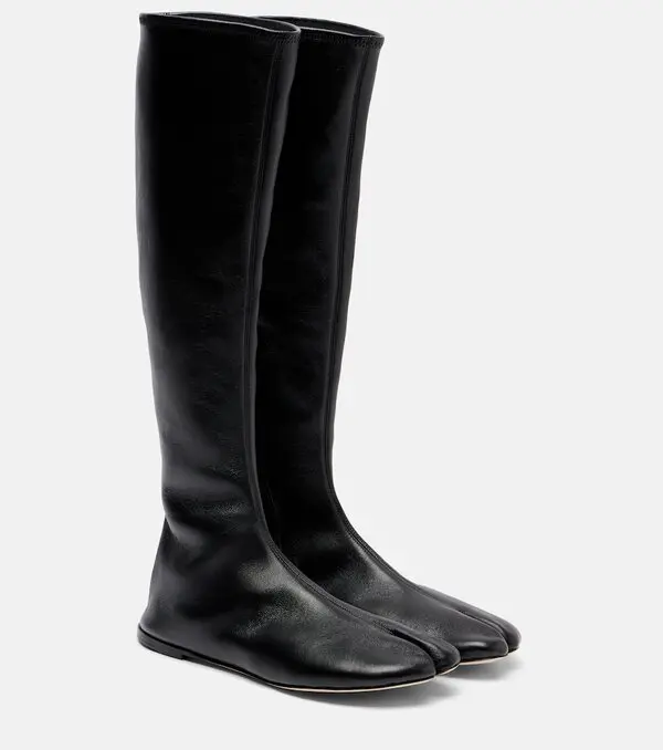 CHRISTEN Tabi Leather Knee-high Boots - Black