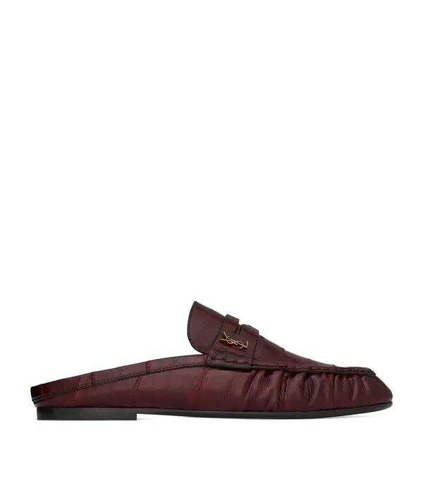 Saint Laurent Eel Leather Loafers - Burgundy