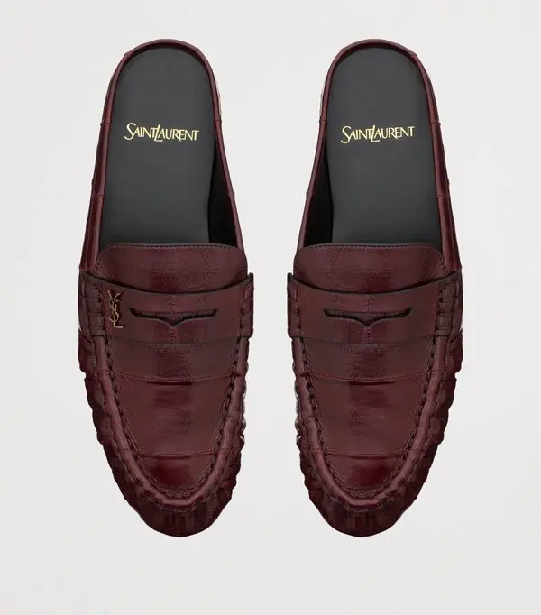 Saint Laurent Eel Leather Loafers - Burgundy