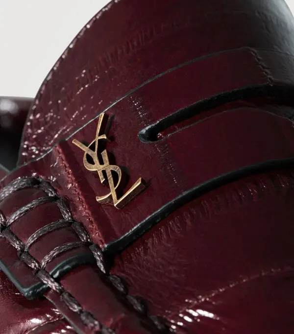 Saint Laurent Eel Leather Loafers - Burgundy