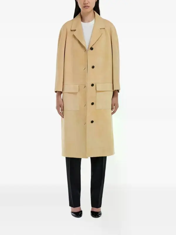 FERRAGAMO Single Breasted Suede Coat