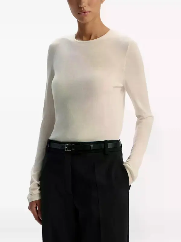 12 STOREEZ Crew Neck Fine Knit Top