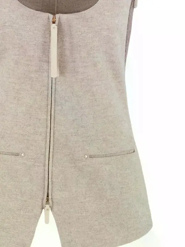 Giorgio Armani Scoop-neck Zip-up Waistcoat - Neutrals