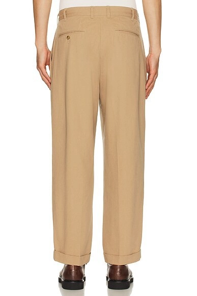 BEAMS Twill Pleated Trousers - Khaki