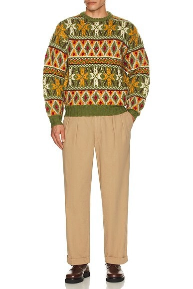 BEAMS Crew Fair Isle Pattern 3g Sweater