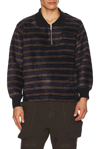 LE PERE Teddy Polo Jumper With Striped Pattern