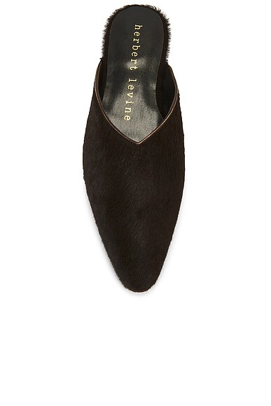 HERBERT LEVINE Haircalf Pointed Toe Mules - Dark Brown