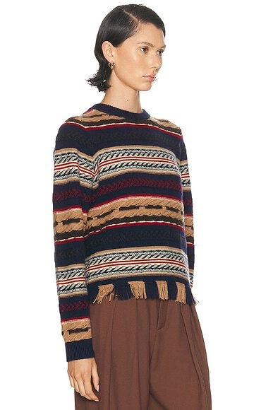 Guest In Residence Western Stripe Crew Sweater - Midnight Combo