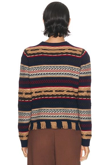 Guest In Residence Western Stripe Crew Sweater - Midnight Combo