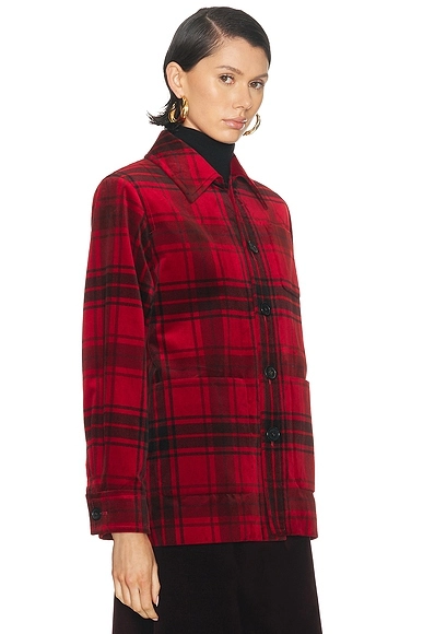 Saint Laurent Velvet Check Long Sleeve Top