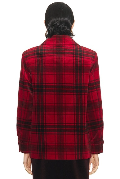 Saint Laurent Velvet Check Long Sleeve Top