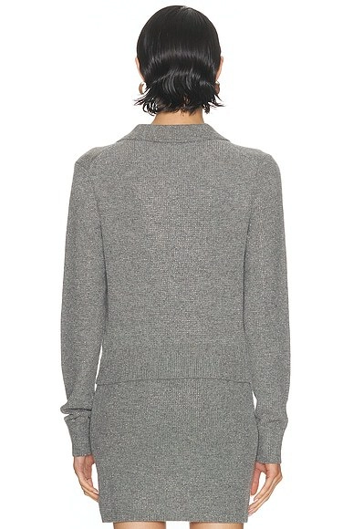 Alexander Wang Long Sleeve Polo Cardigan With Sequins - Heather Grey