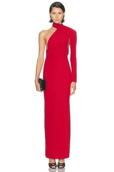 COURREGES One Shoulder Long Dress - Ruby