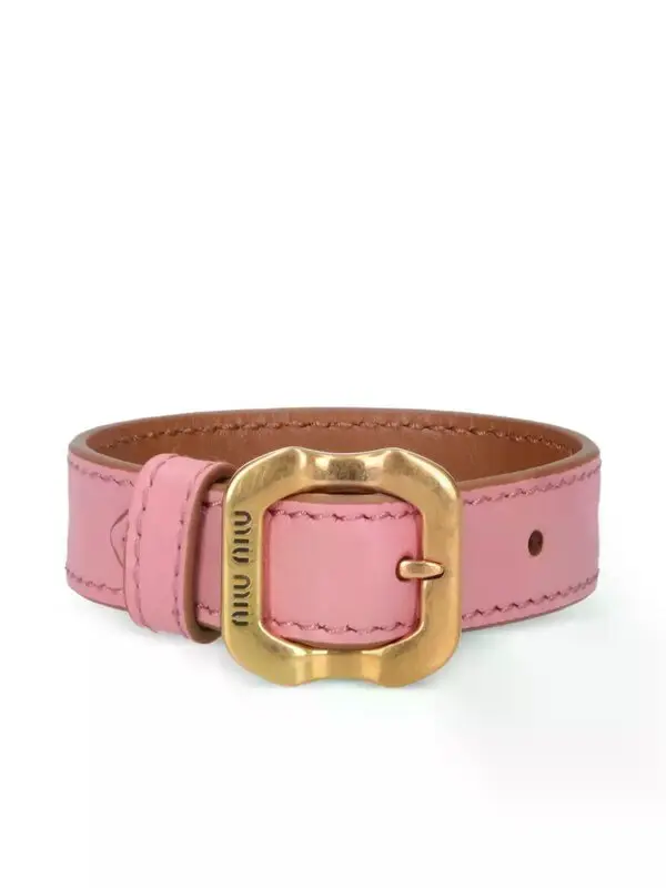 Miu Miu Leather Buckle Bracelet - Pink