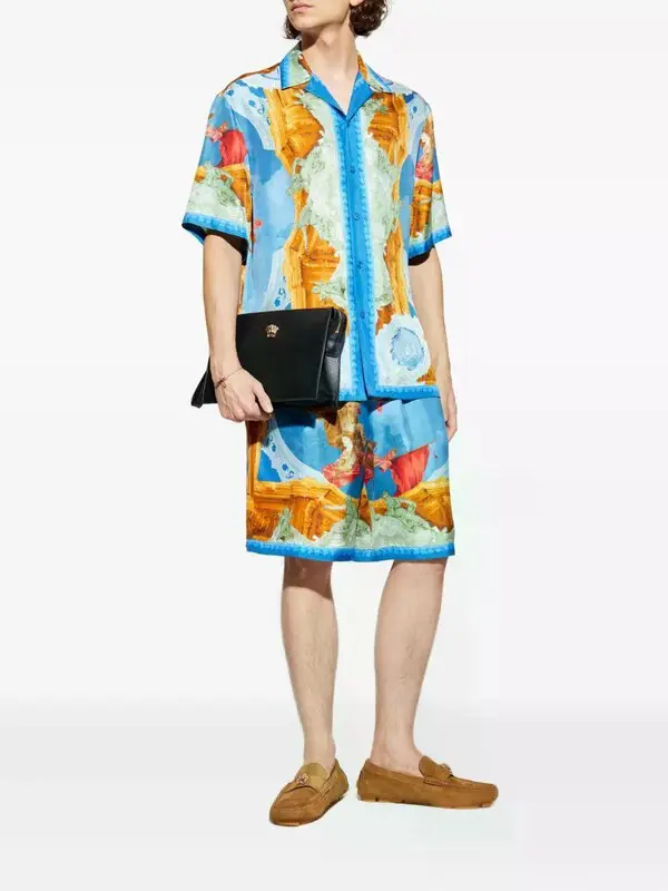 Versace Gallery Print Silk Shorts
