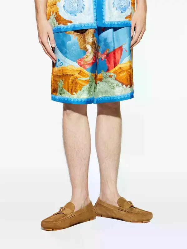 Versace Gallery Print Silk Shorts