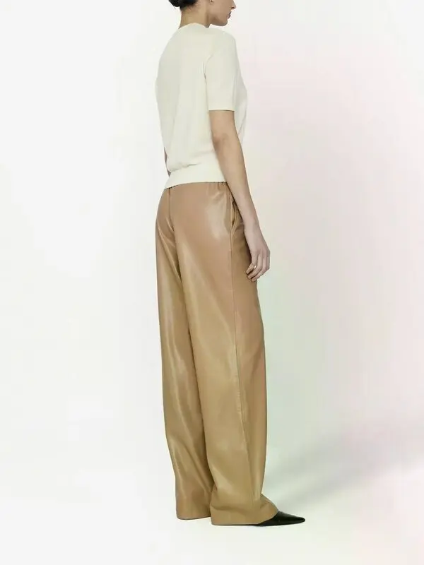 ANINE BING Koa Faux-leather Wide-leg Trousers - Neutrals
