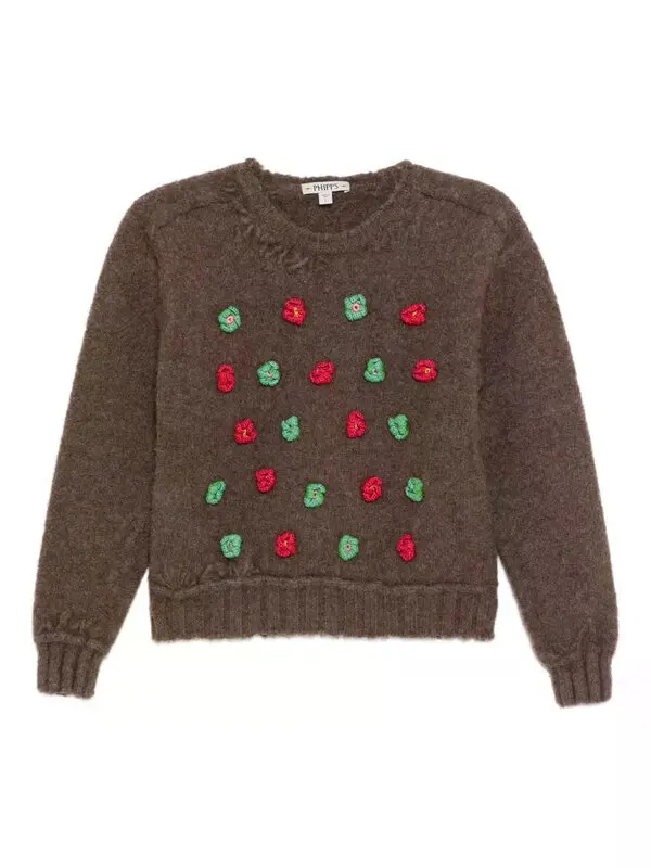 PHIPPS Crew Neck Jumper With Poppy Embroidery