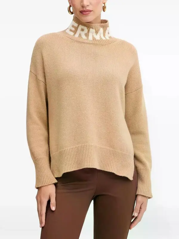 ERMANNO FIRENZE High Neck Long Sleeve Sweater - Neutrals