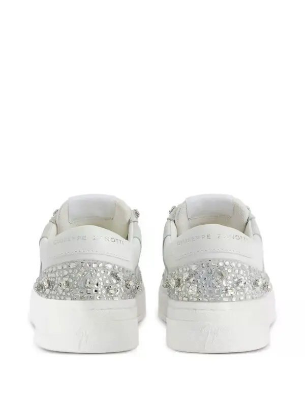 GIUSEPPE ZANOTTI Embellished Leather Sneakers - White