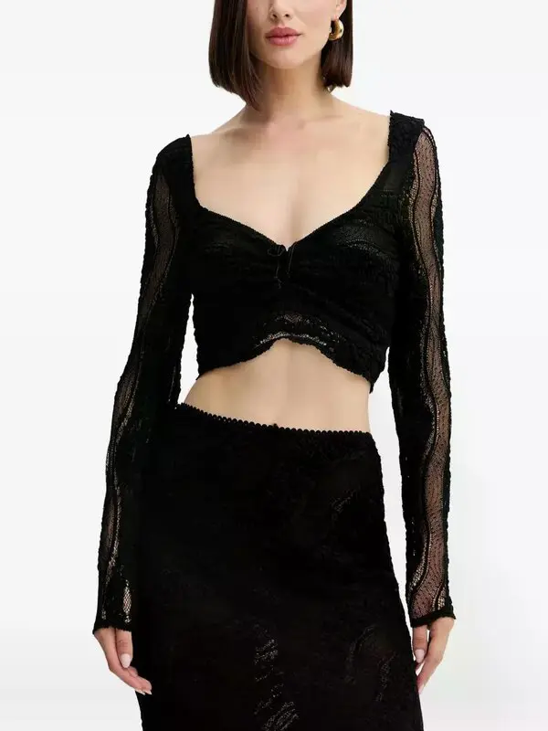 Charo Ruiz Ibiza Lace Ruched Detail Blouse - Black
