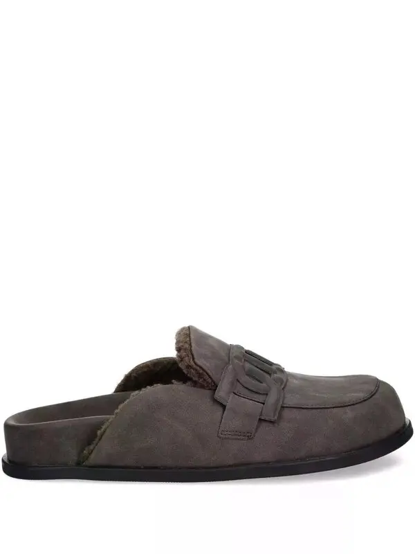 TWINSET Logo Embellished Flat Mules - Grey